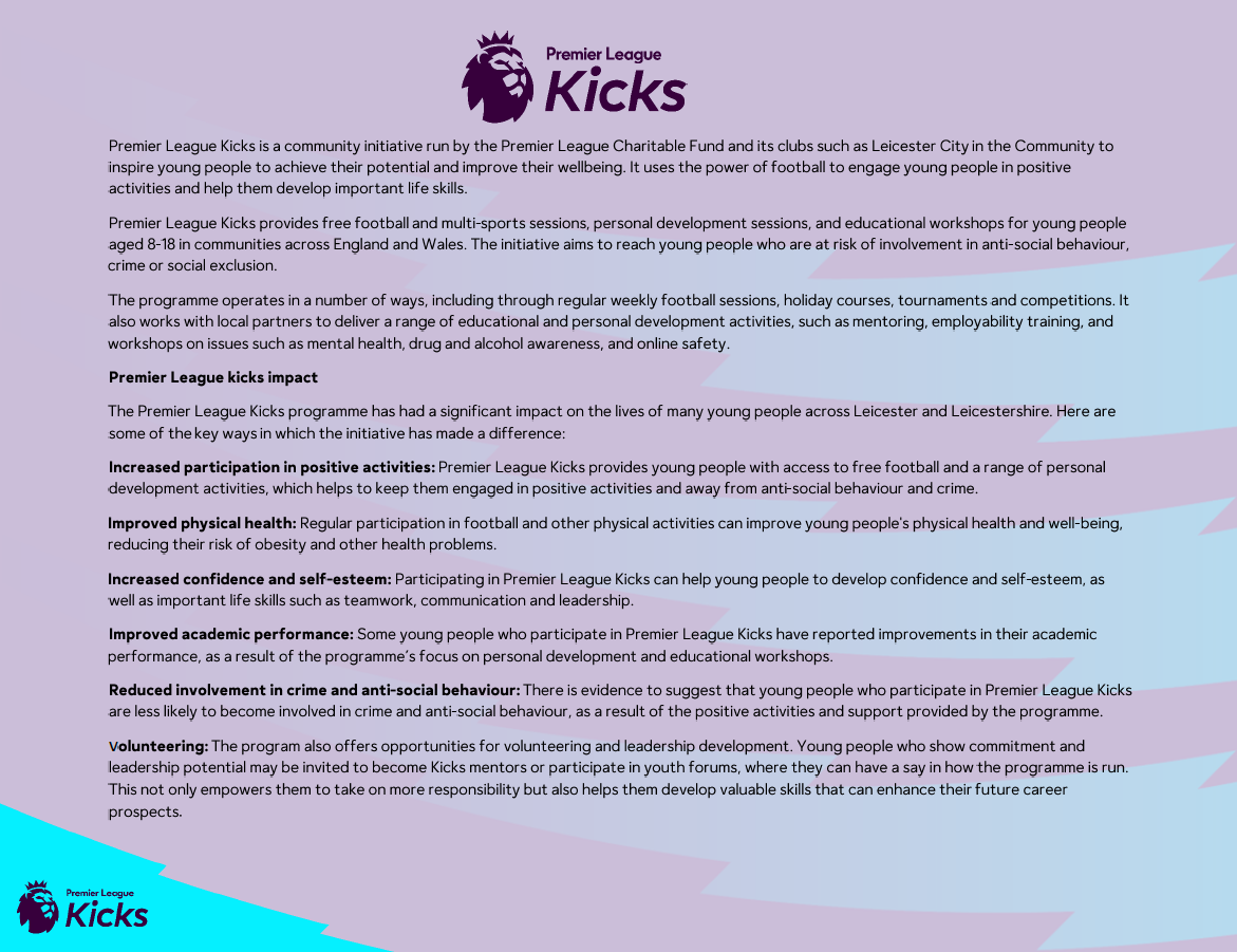 PL Kicks - Girls Day Out- Wednesday 28th May- Years 7+ (11-18 years ...